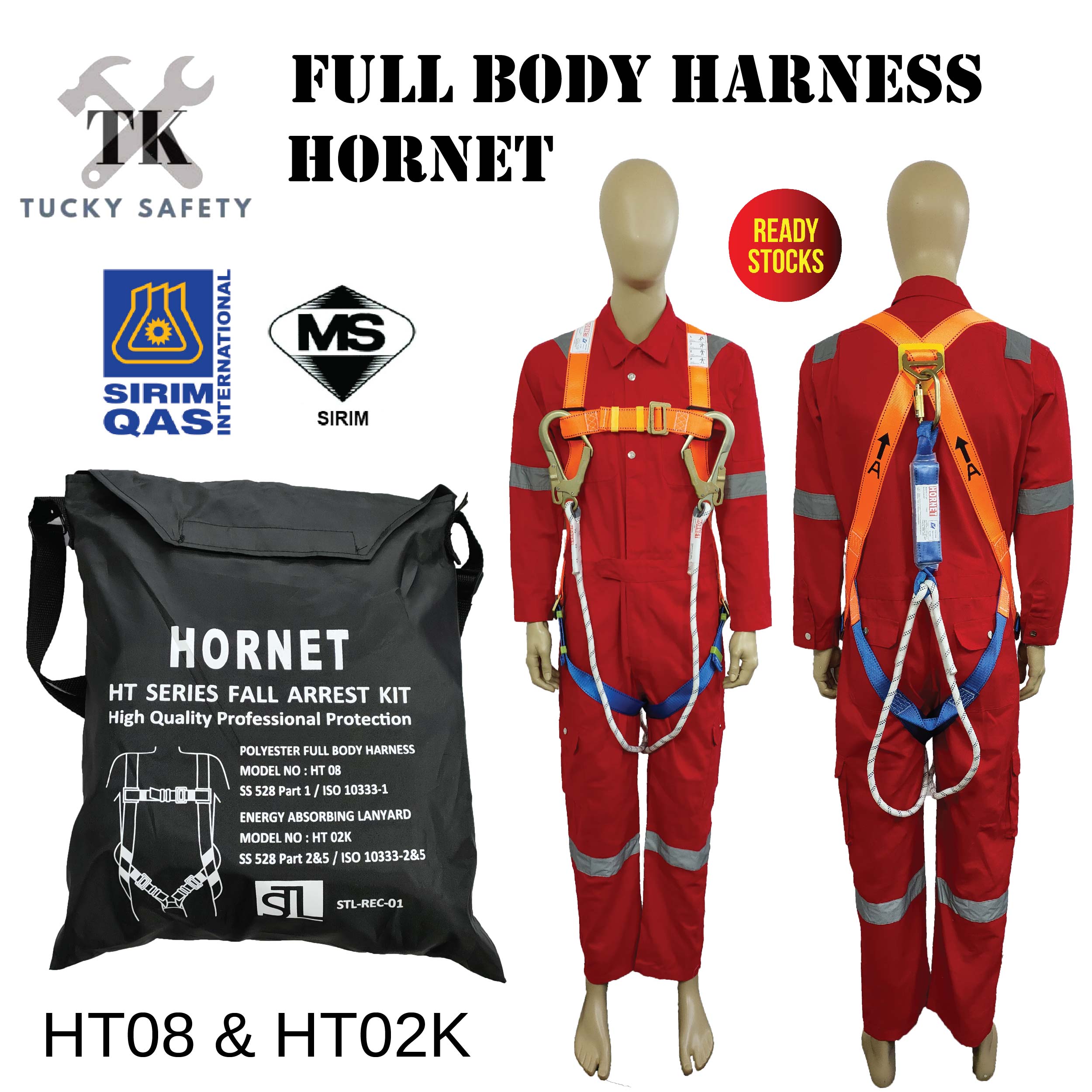 [ HORNET ] SAFETY FULL BODY HARNESS FALL PROTECTION WITH POLYAMIDE LAN ...