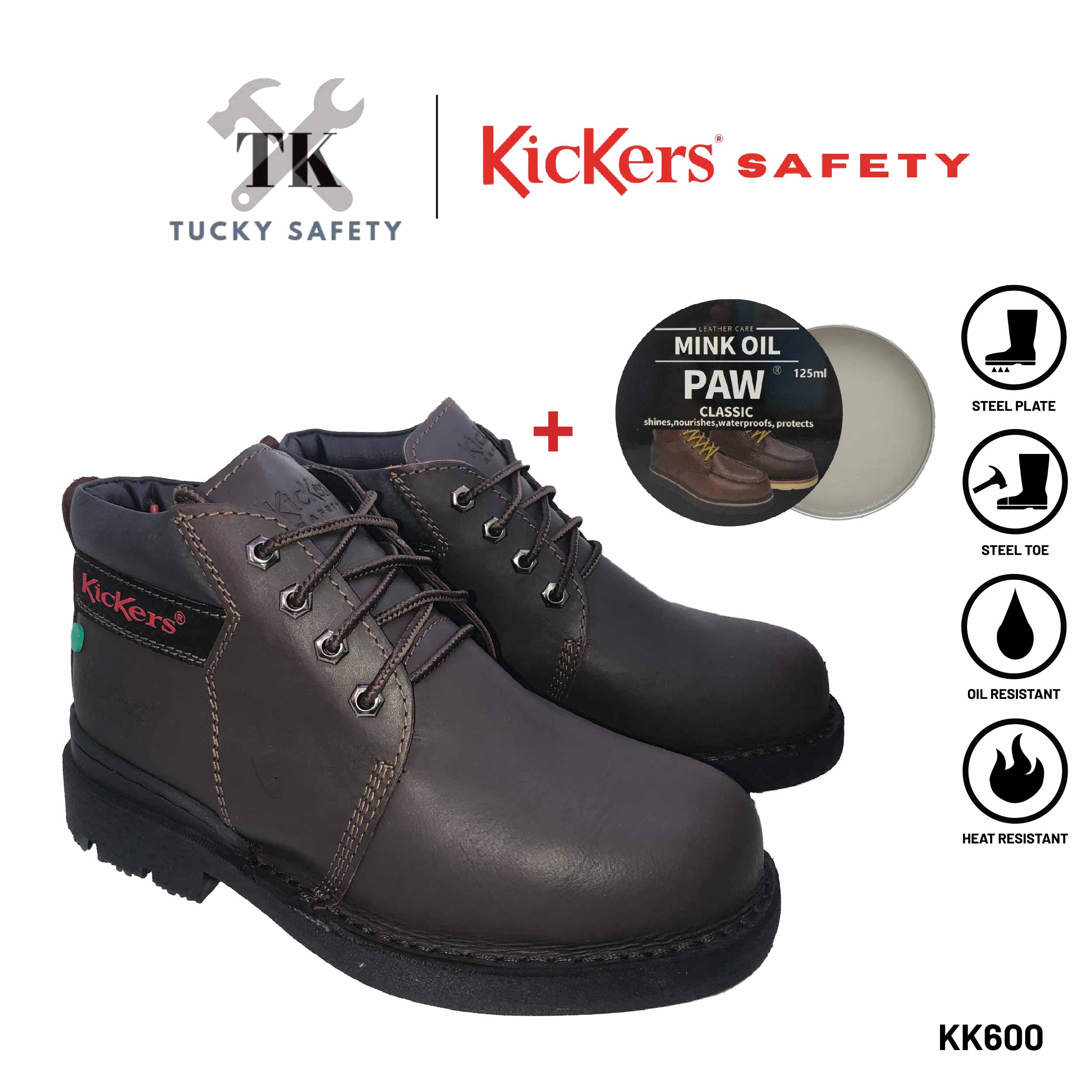 KK600 [ KICKERS ] MEN SAFETY BOOT LACE UP HEAVY DUTY STEEL TOE STEEL P ...